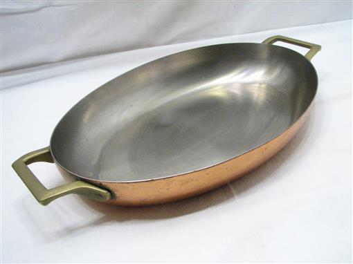VINTAGE PAUL REVERE Copper Oval Pan Fish Frying Skillet Au Gratin Saute ...